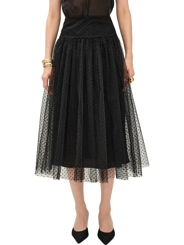 Zimmermann Tulle Polka-dot Print Midi Skirt - Black