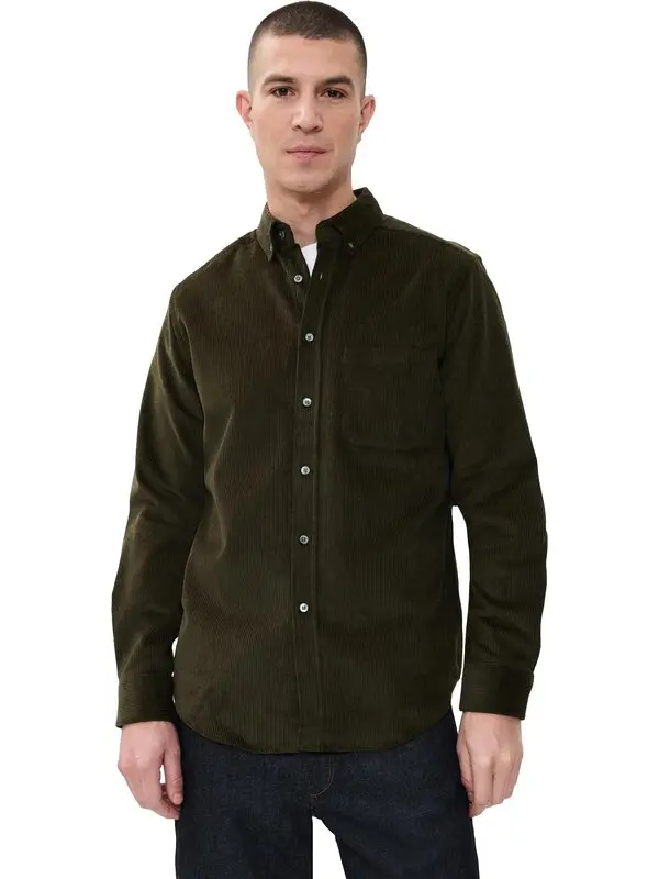 Portuguese Flannel Lobo 2.0 Corduroy Button Down Shirt - Olive