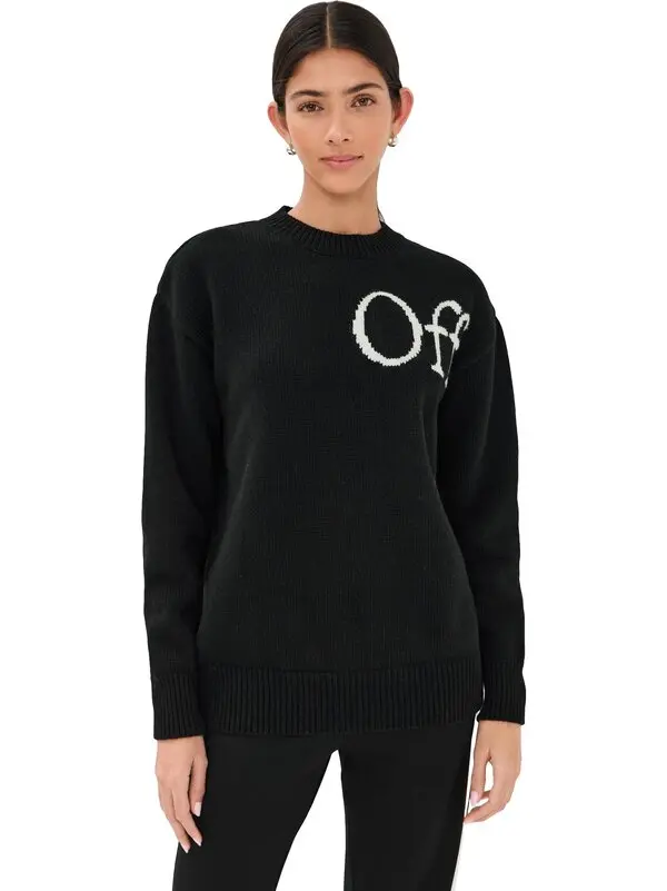 Off-White Bookish Shared Knit Crewneck Sweater - Black/white