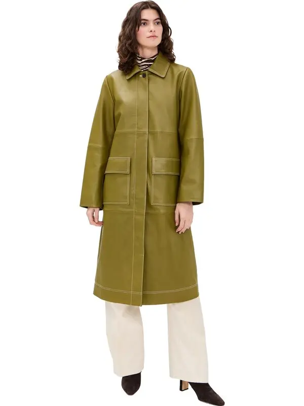 ALIGNE Aspen Leather Trench - Green