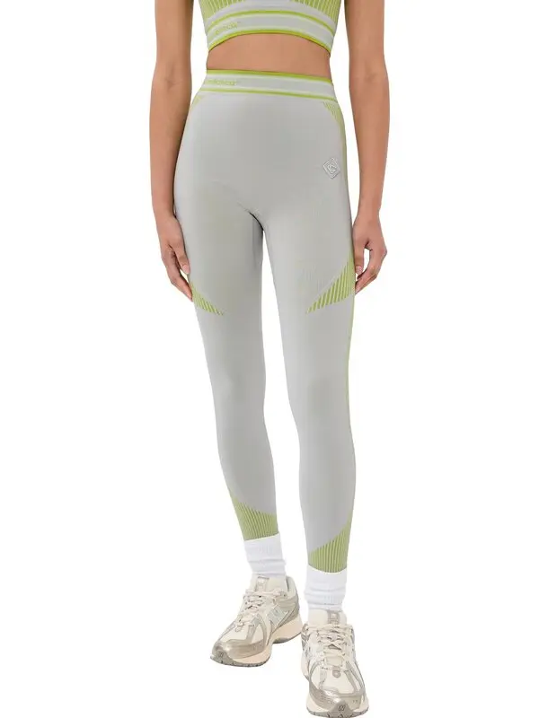 Casablanca Seamless Ankle Leggings - Grey/lime