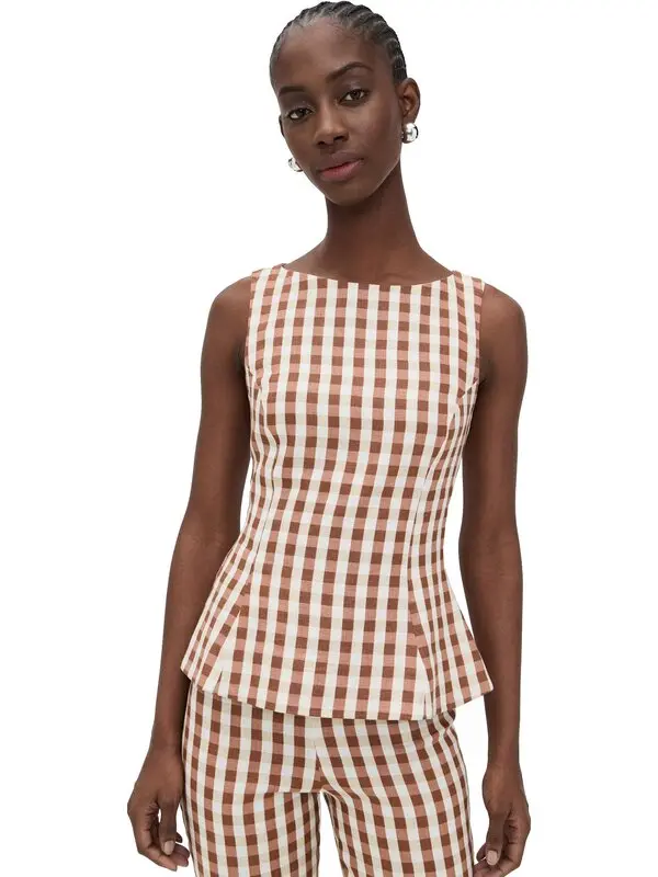 Faithfull The Brand Ana Top - Gingham Cedar