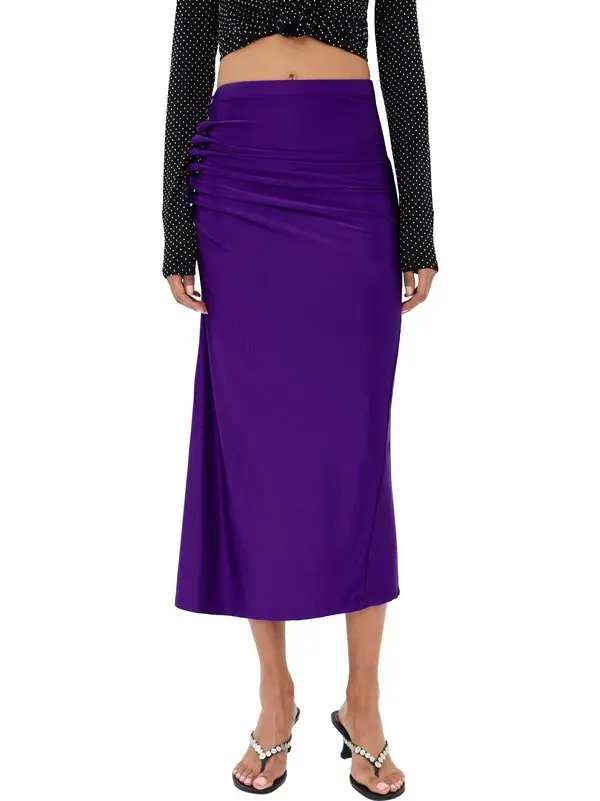 Rabanne Ruched Slinky Jersey Skirt - Violet