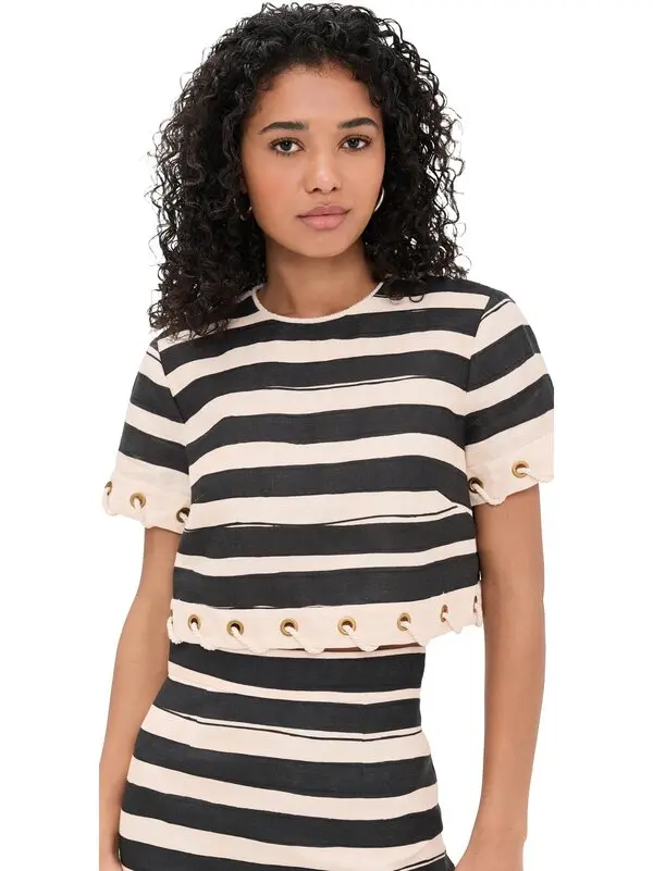 Zimmermann Rebellion Stripe Rope Top - Black Stripe