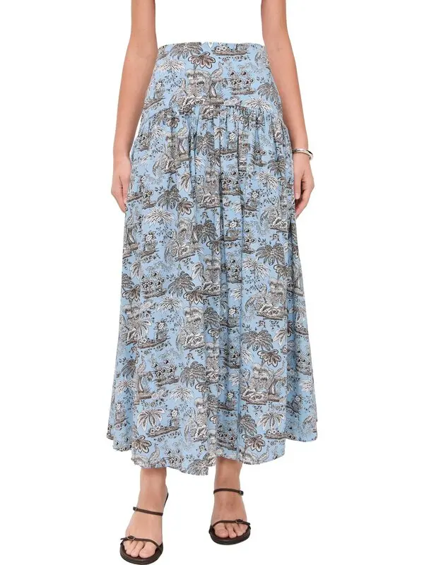 Staud Procida Toile Printed Skirt - Sky Toile