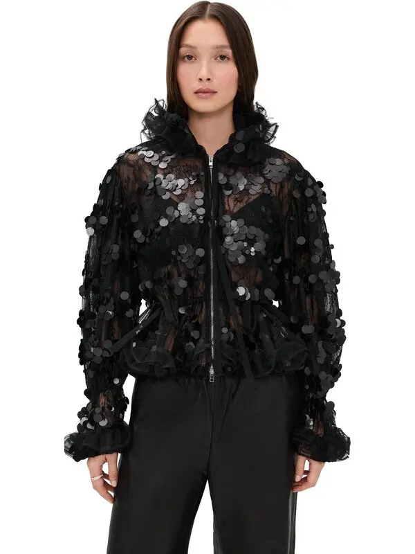 AKNVAS Sofie Sequin Lace Jacket - Black