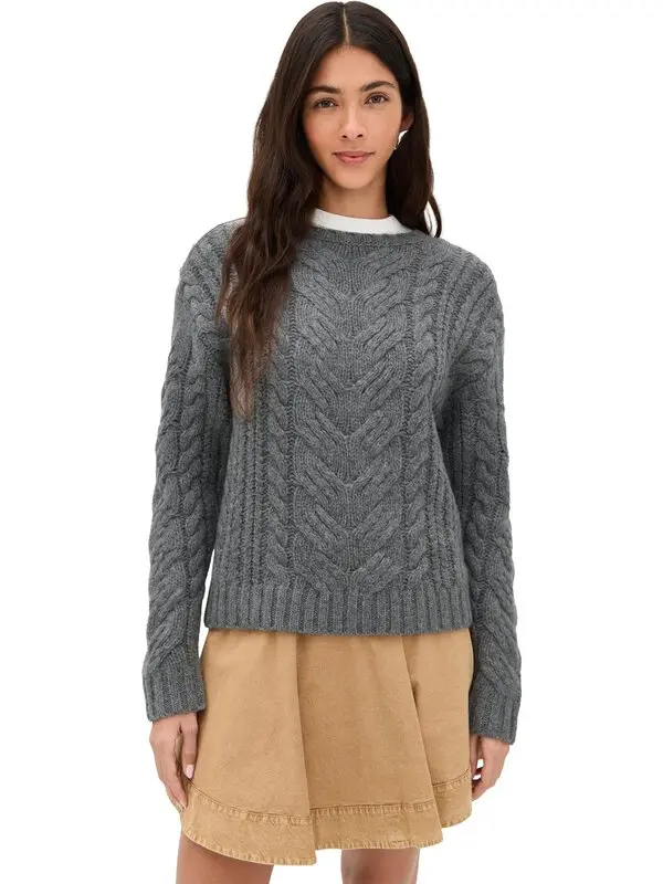 LE BOP Sabine Cable Knit Sweater - Charcoal Grey