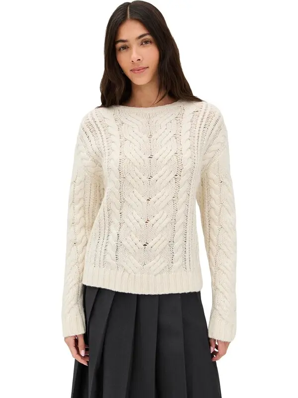 LE BOP Sabine Cable Knit Sweater - Ivory