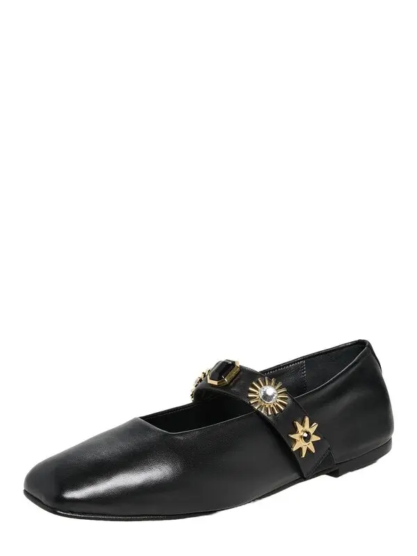 Freda Salvador Jasmine Flats - Black Nappa With Embellishment