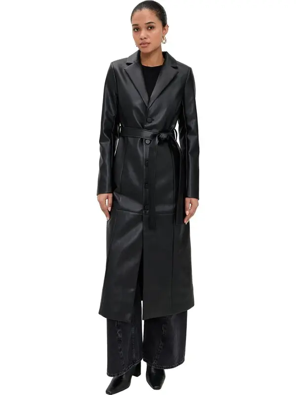 Joe's Jeans Vegan Leather Long Coat - Black