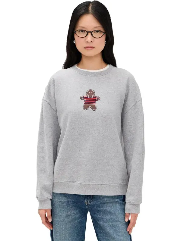 Kule Oversized Gingerbread Graphic Sweatshirt - Heather Grey