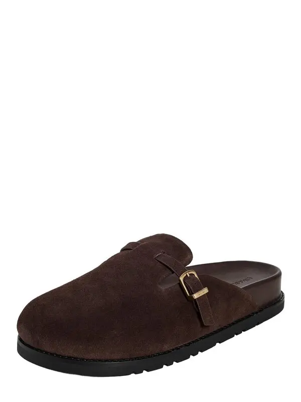 Simkhai Adara Buckle Suede Slippers - Cacao