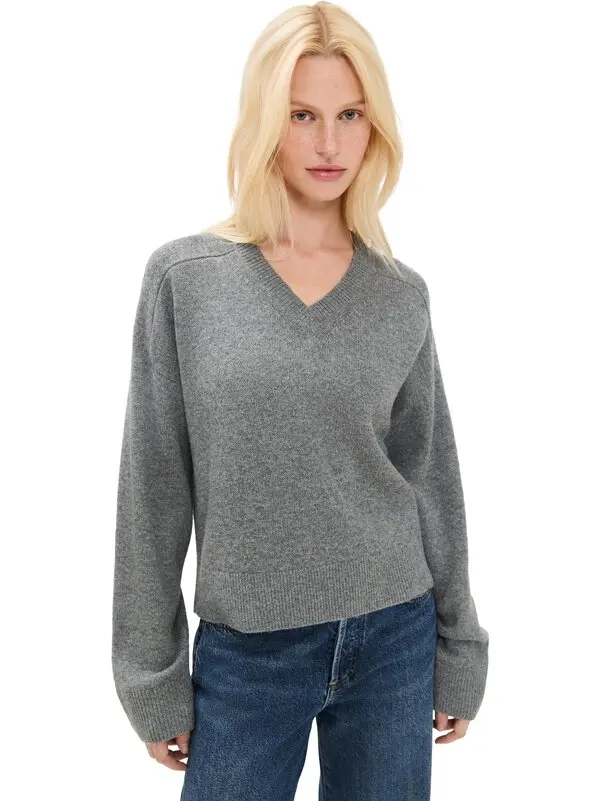Sold Out NYC Cashmere Blend V-neck Pullover - Heather Grey