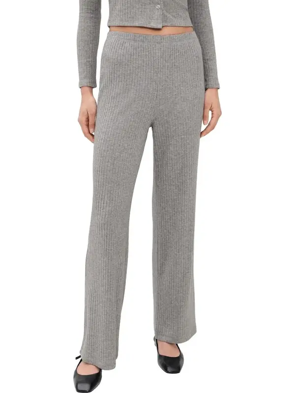 LE BOP Mia Ribbed Pants - Heather Grey