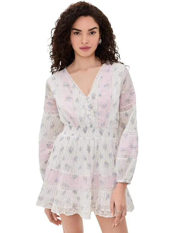 LoveShackFancy Winfrey Mini Dress - Lilac Vanilla