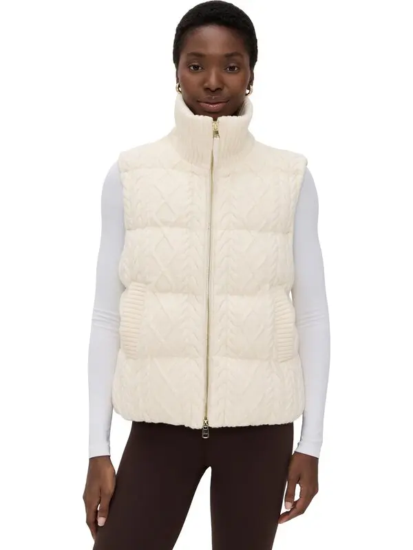 Varley Irina Cable Knit Vest - Egret