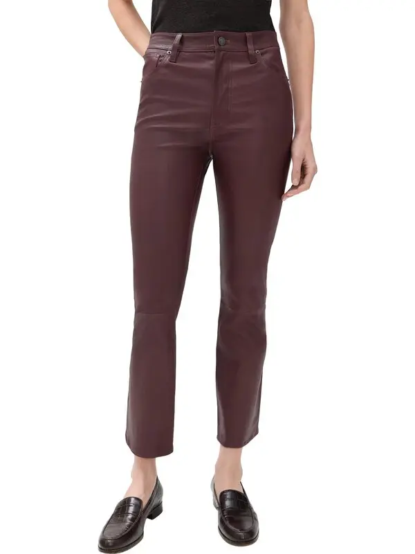 FRAME The Leather Reboot Crop Pants - Oxblood