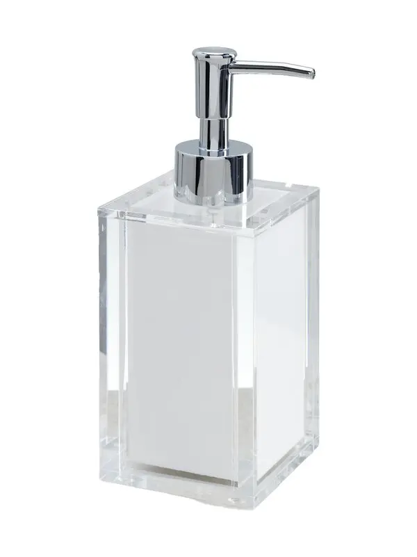 TIZO DESIGN Acrylic Soap Dispenser With Silver-tone Pump - White