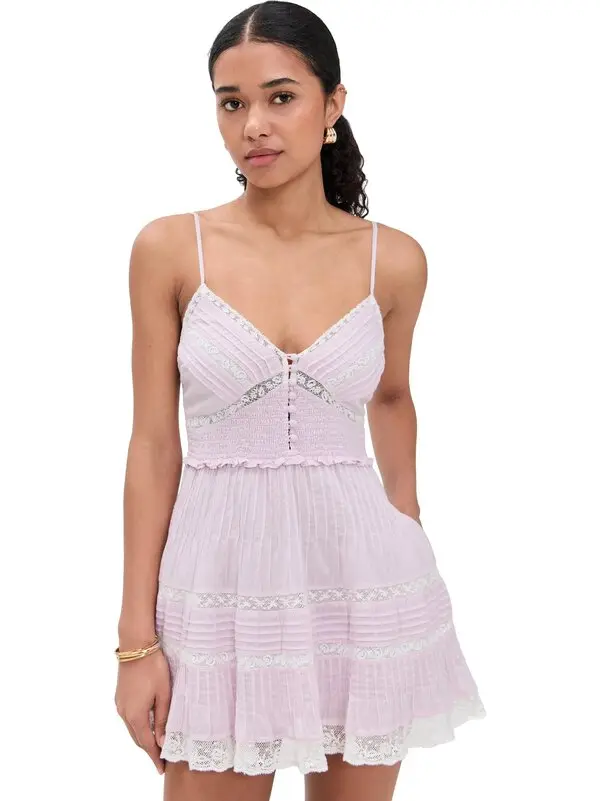 LoveShackFancy Krista Mini Dress - Orchid Ice
