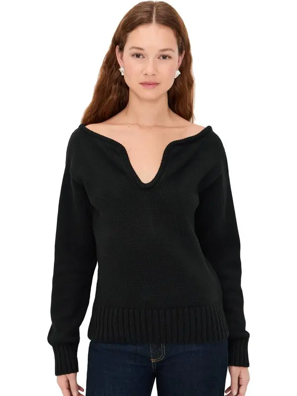 ALIGNE Knitted V-neck Sweater - Black