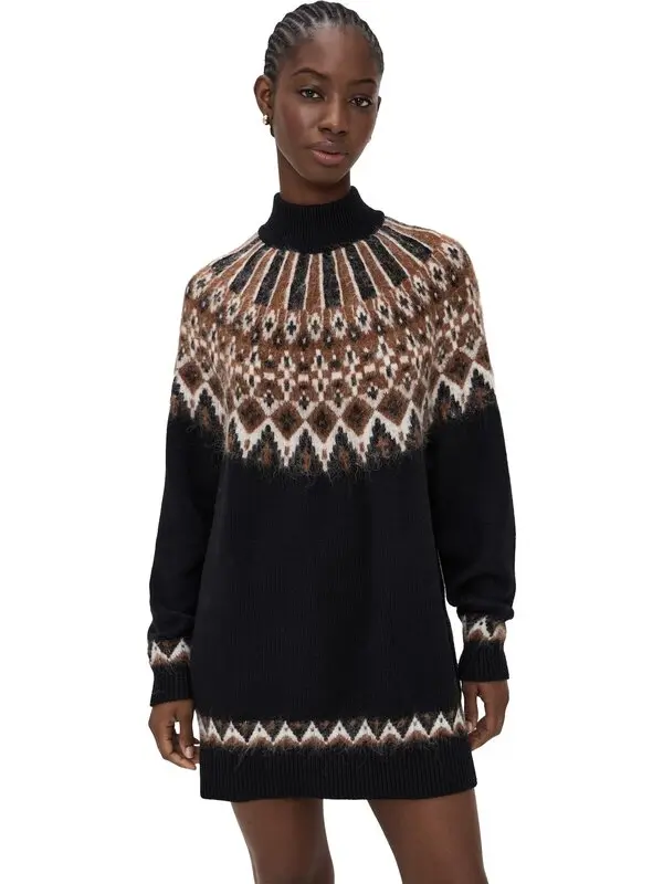 Staud Liza Fair Isle Knit Sweater Dress - Zermatt