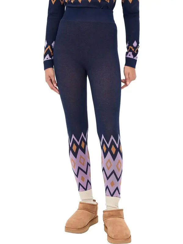 Sweaty Betty Modal Jacquard Base Layer Leggings - Purple Geo Bottom Jacquard