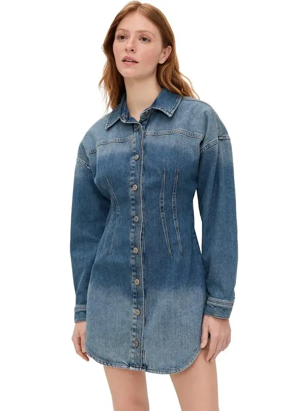 Good American Shaped Denim Mini Dress - Indigo1100