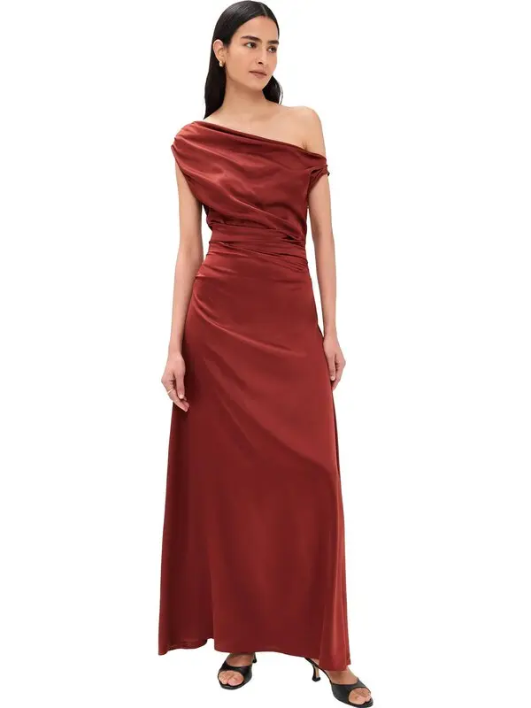 Staud Phare Silk Maxi Dress - Sangria