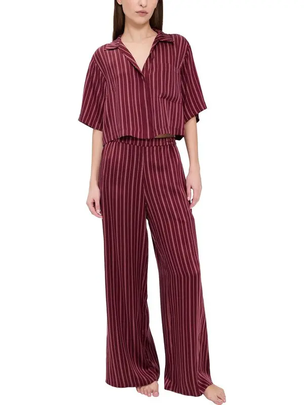 Lunya Washable Silk High-rise Pants Set - Currant Veil Stripe