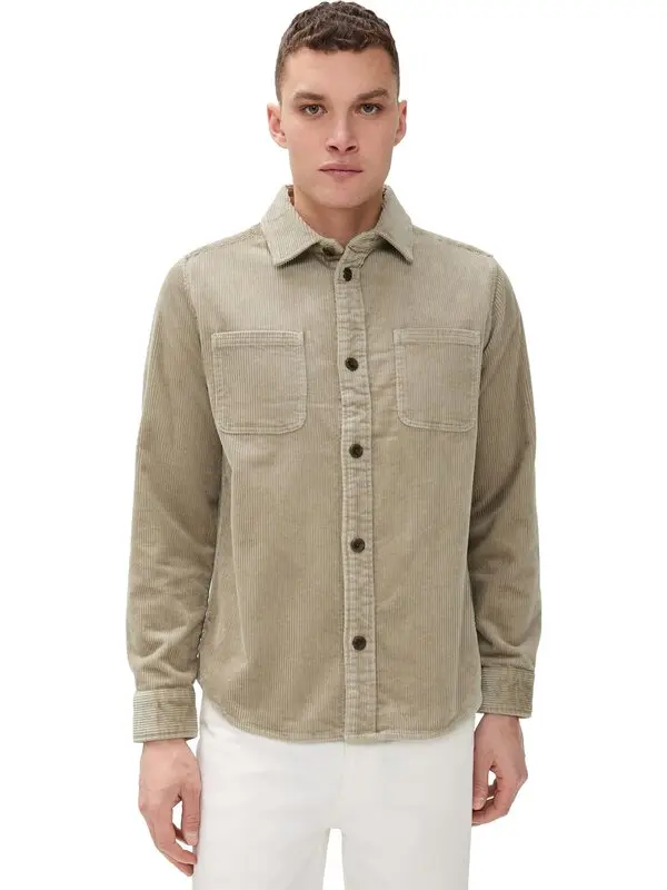 LES DEUX Kody Corduroy Overshirt - Light Sand