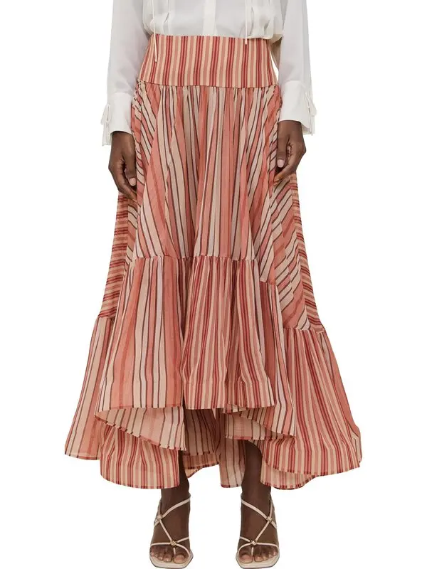 Zimmermann Rebellion Midi Skirt - Red Stripe