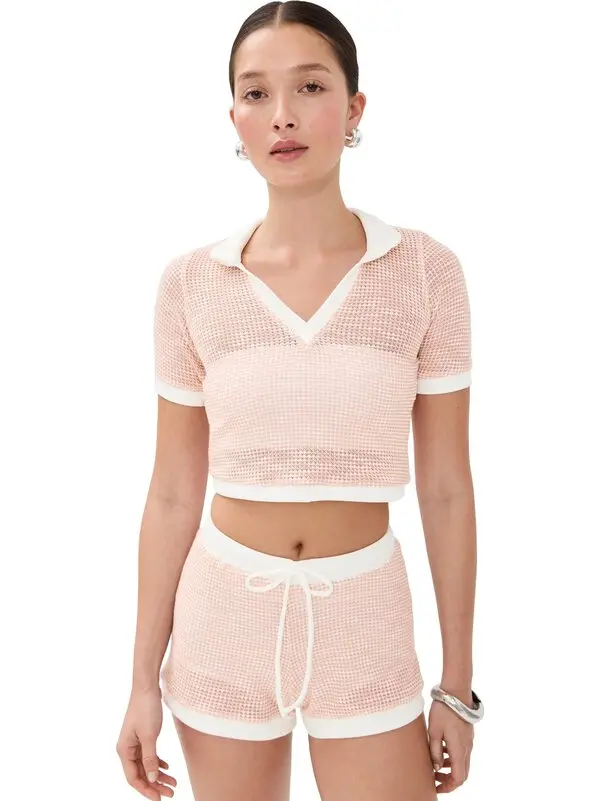 Peixoto Mila Metallic Knit Top - Chateau Blush
