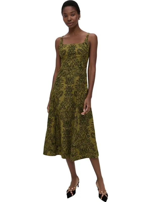 Ulla Johnson Natali Paisley Print Cotton Dress - Olive Flora