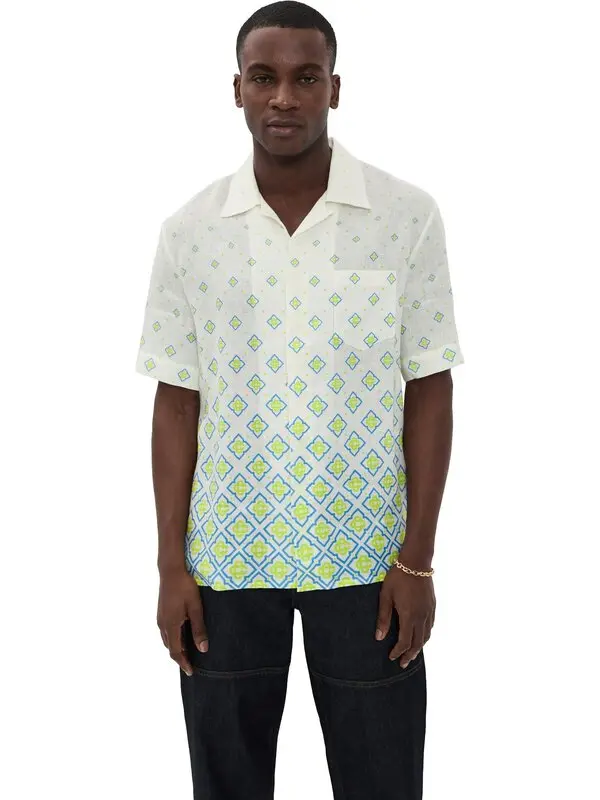 Casablanca Degrade Monogram Short Sleeve Linen Shirt - Multi