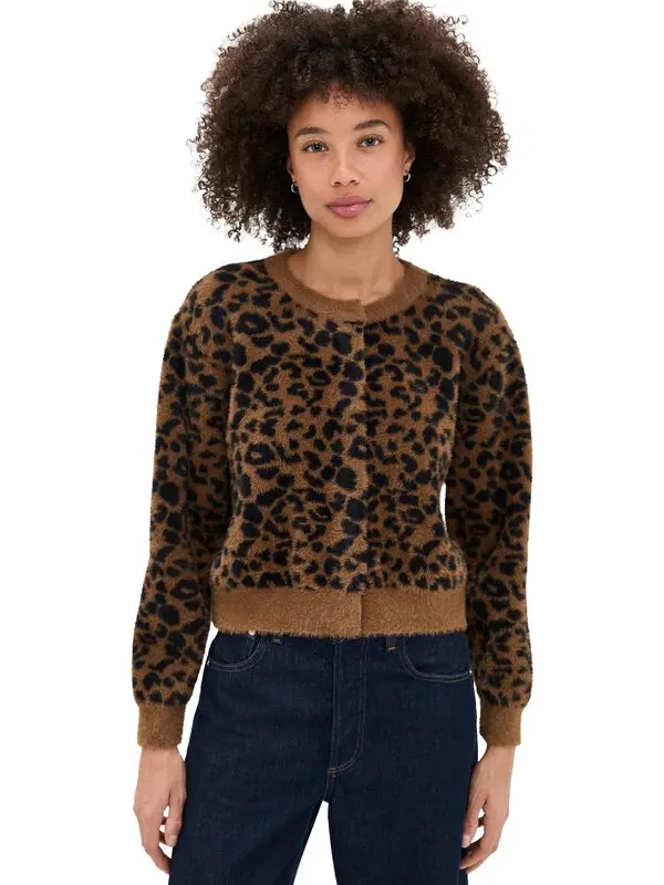 Line & Dot Monroe Leopard Cardigan - Brown Multi