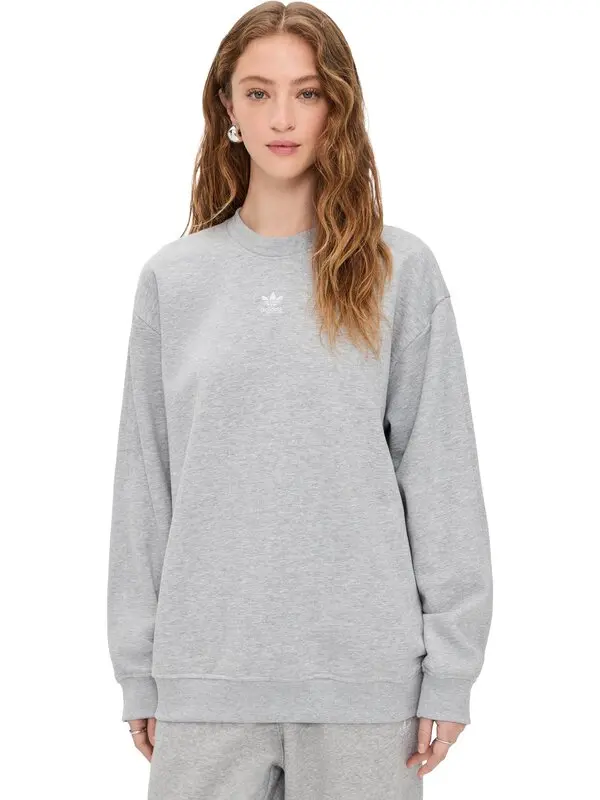 Adidas Essentials Crew Long Oversized Fleece - Medium Grey Heather