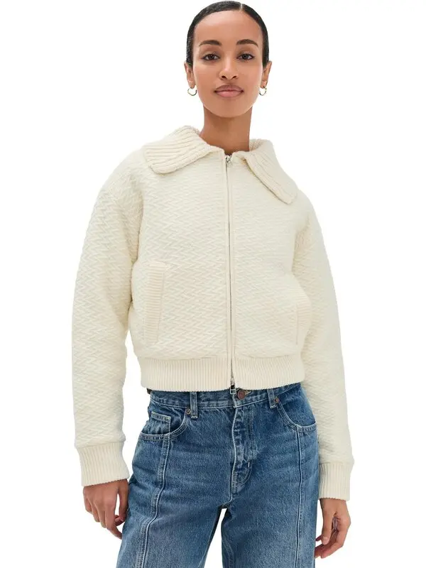 Guest In Residence Cross Country Knit Bomber Jacket - Cream