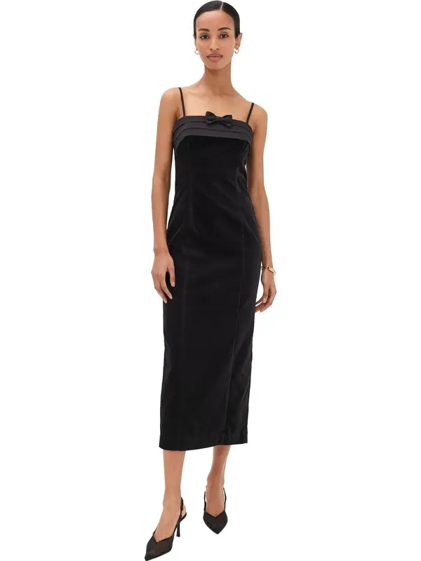 Posse Quincy Velvet Midi Dress - Black