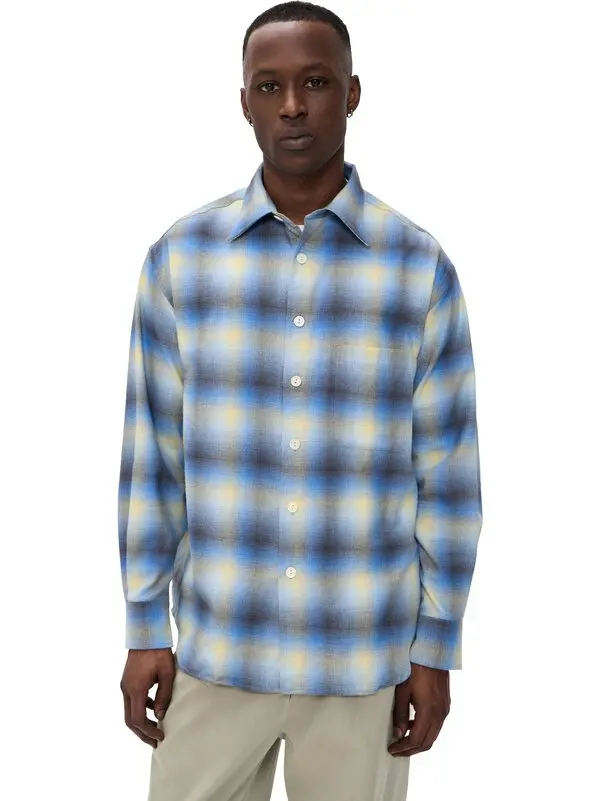 AARON LEVINE Shadow Flannel Shirt - Sapphire