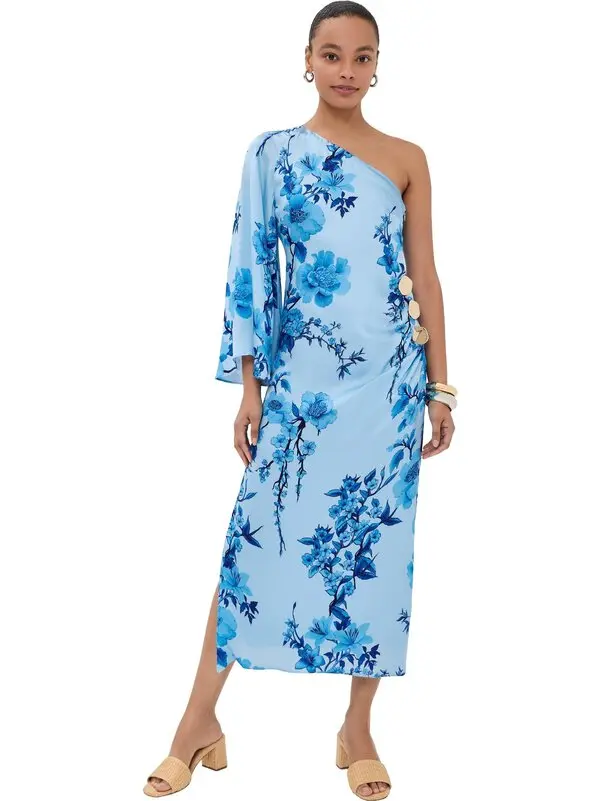 Borgo De Nor Atlantis Crepe Satin Dress - Cherry Blossom Blue