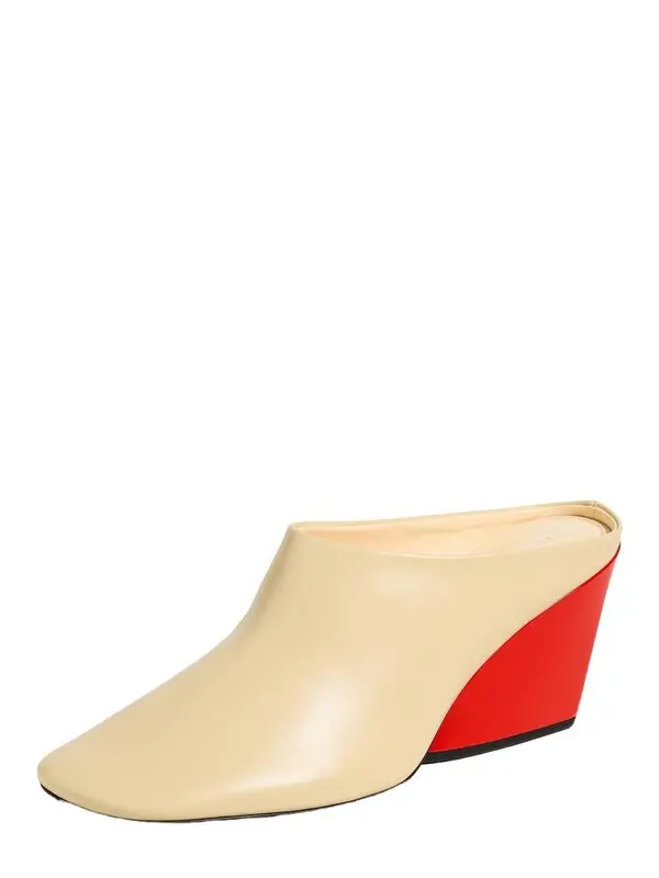 Proenza Schouler Slant Mules In Slick Calf - Pale Resin