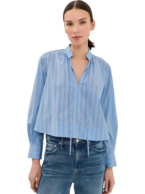 Veronica Beard Kaits Striped Blouse - Ice Blue Multi