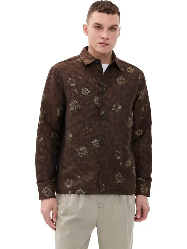 LES DEUX Kaleb Flower Jacquard Overshirt - Monk's Robe