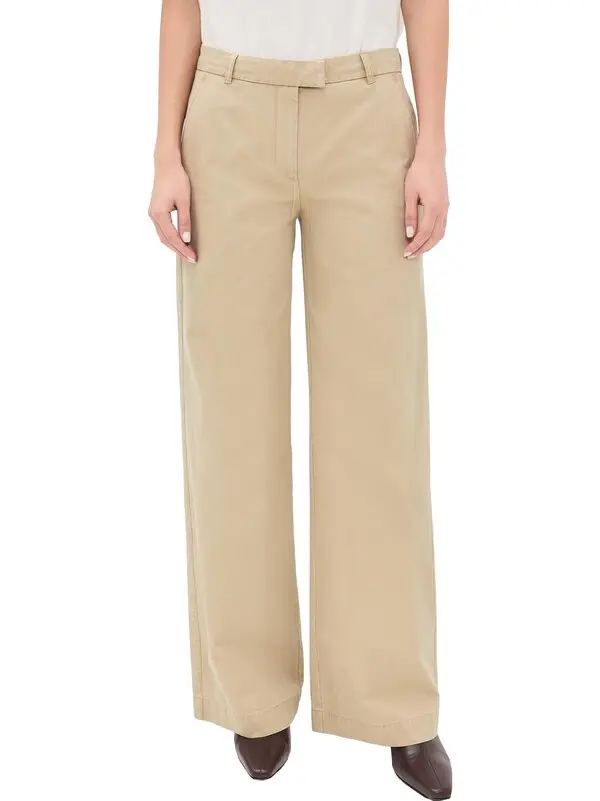 ATM Anthony Thomas Melillo Cotton Twill Wide-leg Trousers - Khaki