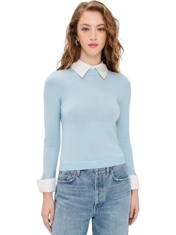 Alice + Olivia Porla Collared Sweater - Carolina Blue