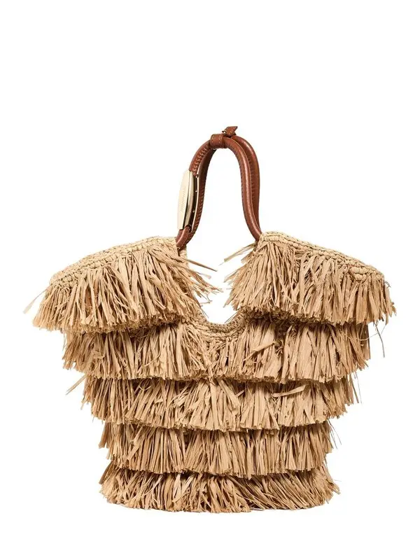 Zimmermann Small Fringe Tote - Tan Fringe Stripe