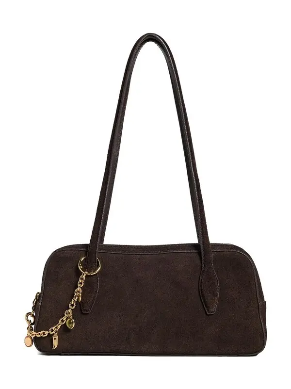 Madewell Suede Mini Charm Shoulder Bag - Dark Carob