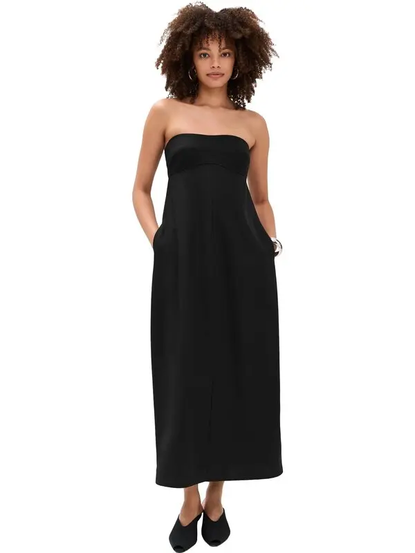 ST. AGNI Wool Strapless Midi Dress - Black