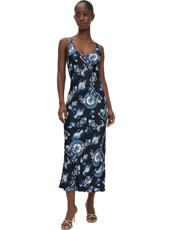 L'Agence Akiya Tank Dress - Black/blue Porcelain