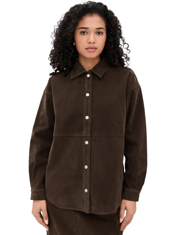 BAILEY ROSE Faux Suede Trucker Jacket - Chocolate